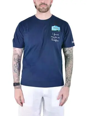 MC2 SAINT BARTH Portofino Embroidered Cotton T-shirt - Blue