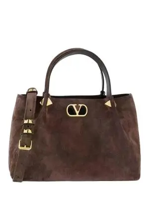 Valentino Garavani Small Shopping Bag With Maxi Studs - Brown