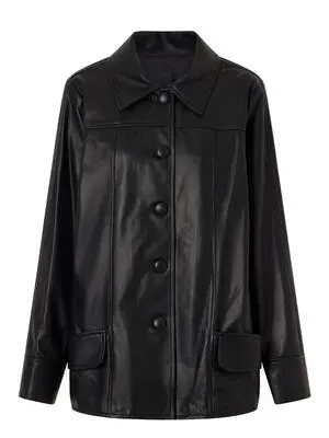 Anna Sui Paneled Leather Jacket - Black