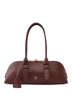 Pinko Love Birds Leather Tote Bag - Brown