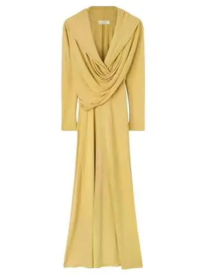 RETORI Retrofitted Draped Hooded Maxi Dress - Yellow