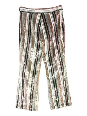 SIMONA CORSELLINI Sequin Embellished Striped Trousers - Silver