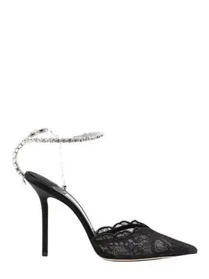 JIMMY CHOO Saeda Crystal-embellished Lace Pumps - Black