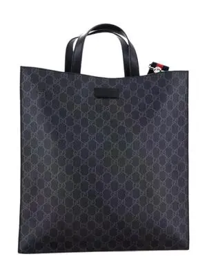 Gucci Convertible Soft Open Gg Coated Canvas Tall Tote Bag - Black
