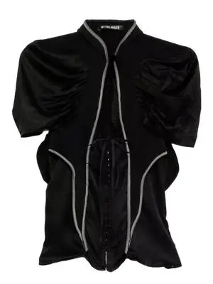 Ottolinger Gathered Sleeve Top With Contrast Trim - Black