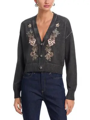 Cinq À Sept Embellished V-neck Cardigan - Black Mult