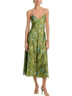 Cinq À Sept Floral Print Slip Dress - Iguana Multi