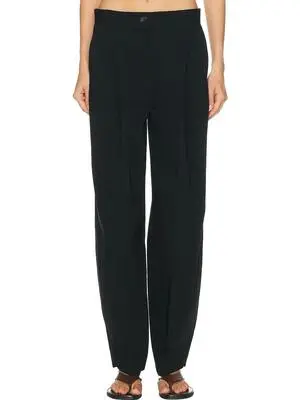 TOTEME Single Pleat Cotton Trousers - Black