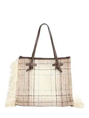 GIANNI CHIARINI Marcella Club Handbag In Textile Fibers And Leather - Brown