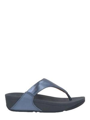 Fitflop Leather Thong Sandals With Wedge Heel - Blue