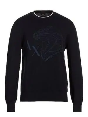 Armani Exchange Cotton Sweater With Embroidered Logo - Blue