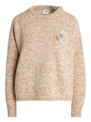 ALYSI Embellished Wool And Polyamide Mélange Crewneck Sweater - Camel