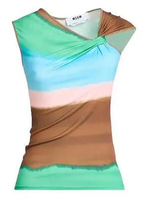 MSGM Tie-dye V-neck Sleeveless Top - Brown