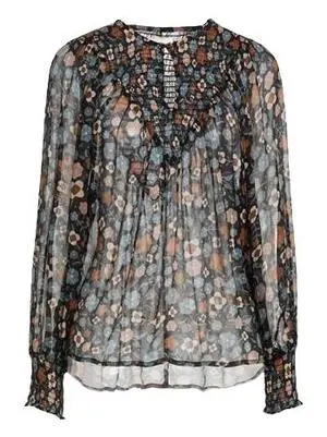 Antik Batik Floral-print Georgette Blouse - Black