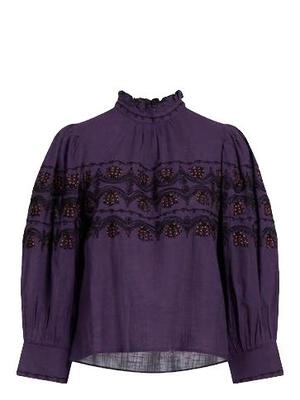 Antik Batik Embroidered Gauze Top - Plum