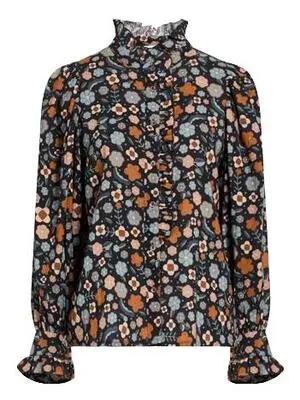 Antik Batik Anti-k Batik Ruched Floral-print Cotton Shirt - Black