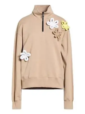 MSGM Sweatshirt With Floral Appliqués - Beige