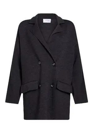 ANNA MOLINARI Merino Wool Double-breasted Blazer - Grey