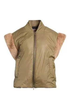 CARLA G. Military Vest With Plush Trims - Green