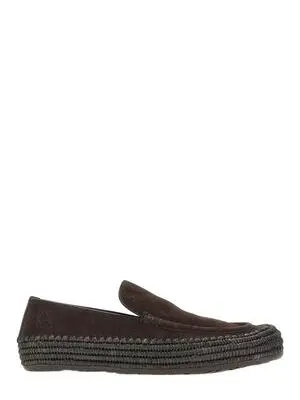Loewe 'rio' Suede Leather And Raffia Shoes Man Brown