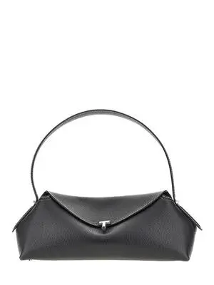 TOTEME Grained Leather T-lock Shoulder Bag - Black