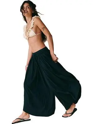 Free People Free-est Quentin Wide Leg Pants With Drawstring Waist Black