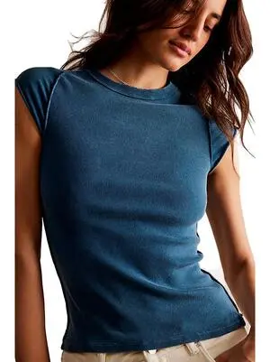 We The Free We The Free "Ever Had" Ribbed Knit Cap Sleeve Tee Dragonfly
