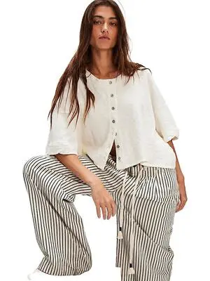 We The Free Flashback Cardigan Tee With Button-front Closure - Tofu