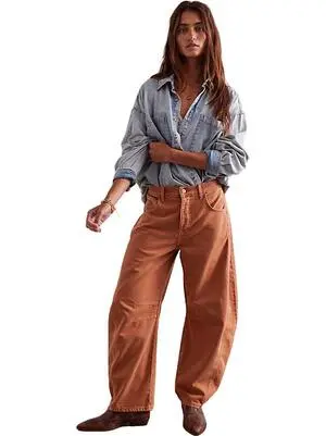 We The Free Good Luck Mid-rise Barrel Jeans - Ginger Root