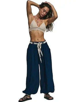 Free People Free-est Sandshell Linen Volare Balloon Pants Poseidon