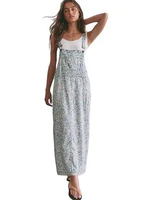 Free People Hanson Apron Midi Dress - Chambray Combo