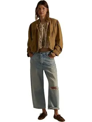 Free People Nimbus Suede Jacket - Hazelnut Combo
