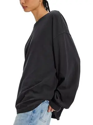 We The Free We The Free Long Sleeve Cotton Crewneck Top Black