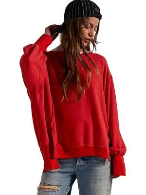 We The Free We The Free Camden Oversized Sweatshirt With Exposed Seaming Flame Red