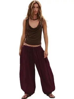 Free People Balloon Silhouette Cotton Pants - Maroon