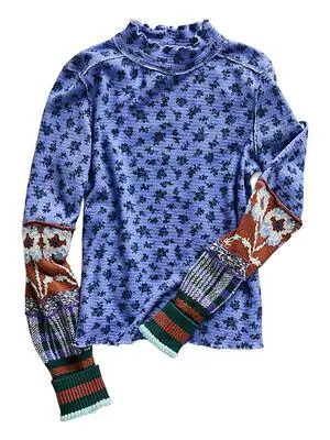 We The Free Bold Bowery Cuff Knit Top - Blue/combo