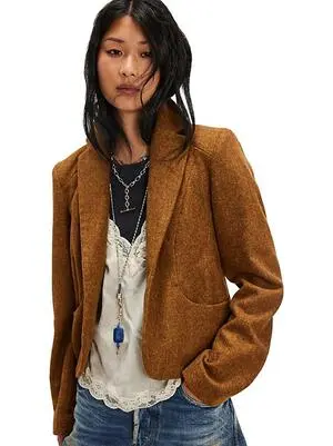 Free People Whip Smart Blazer Jacket - Lime