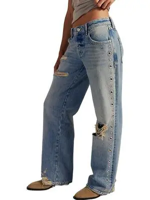 We The Free Tennessee Low-rise Boyfriend Studded Jeans - Destroy Delphi