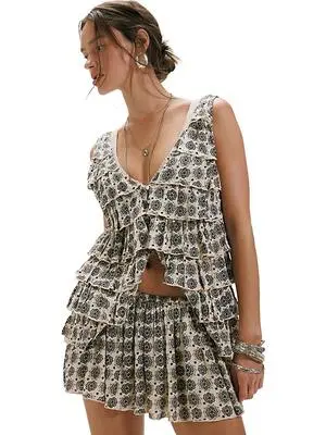 Free People Tiered Ruffle Polka Dot Set - Shell Combo