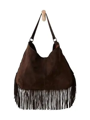 Free People Finn Fringe Shoulder Bag - Espresso