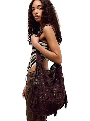 Free People Sunrise To Sunset Crochet Tote - Brown Pattern