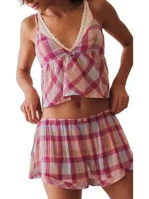 INTIMATELY Weekend Feeling Crinkled Cotton Shorts - Melon Combo