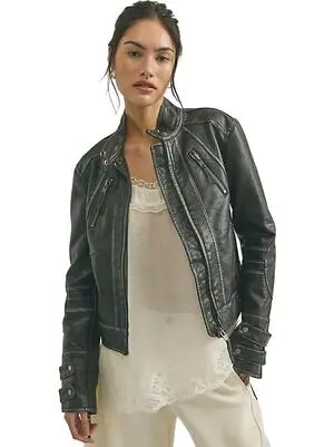 We The Free Jesse Vegan Leather Moto Jacket - Black