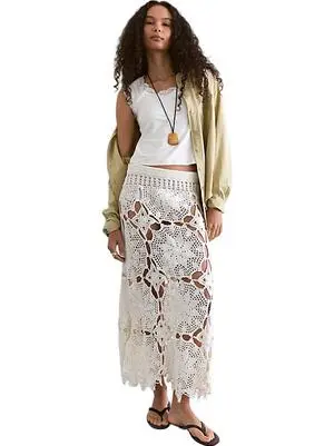 Akoia Swim Akoia Crochet Mandala Midi Skirt - Ivory
