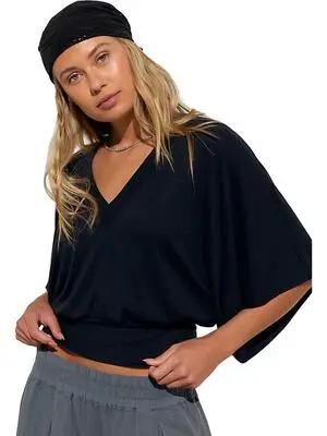 Free People Dolman Sleeve V-neck Top - Black