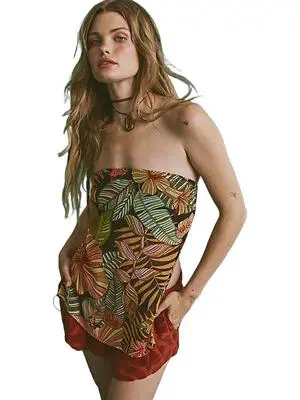 MATTHEW WILLIAMSON X FREE PEOPLE Kantuta Printed Bandeau Top - Wine Combo