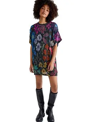 Free People Embellished Floral Mini Dress - Twilight Combo