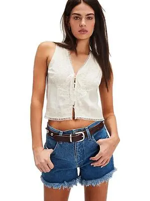 Wrangler High-rise Cutoff Denim Shorts With Raw Hem - Dark Stone