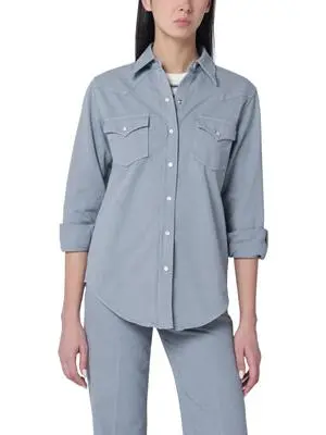 A.p.c. Cotton Shirt With Button Closure And Chest Pockets - Blue