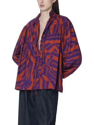Dries Van Noten Printed Cotton Poplin Shirt - Orange